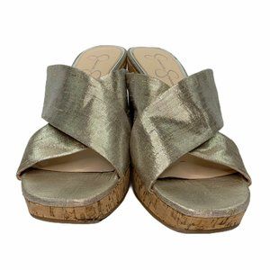 Jessica Simpson | Shoes | Jessica Simpson Seena Gold Cork Wedge Sandals ...